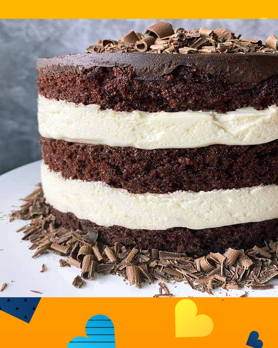 Chocolate Cake with Bavarian Cream Filling - NaBakery